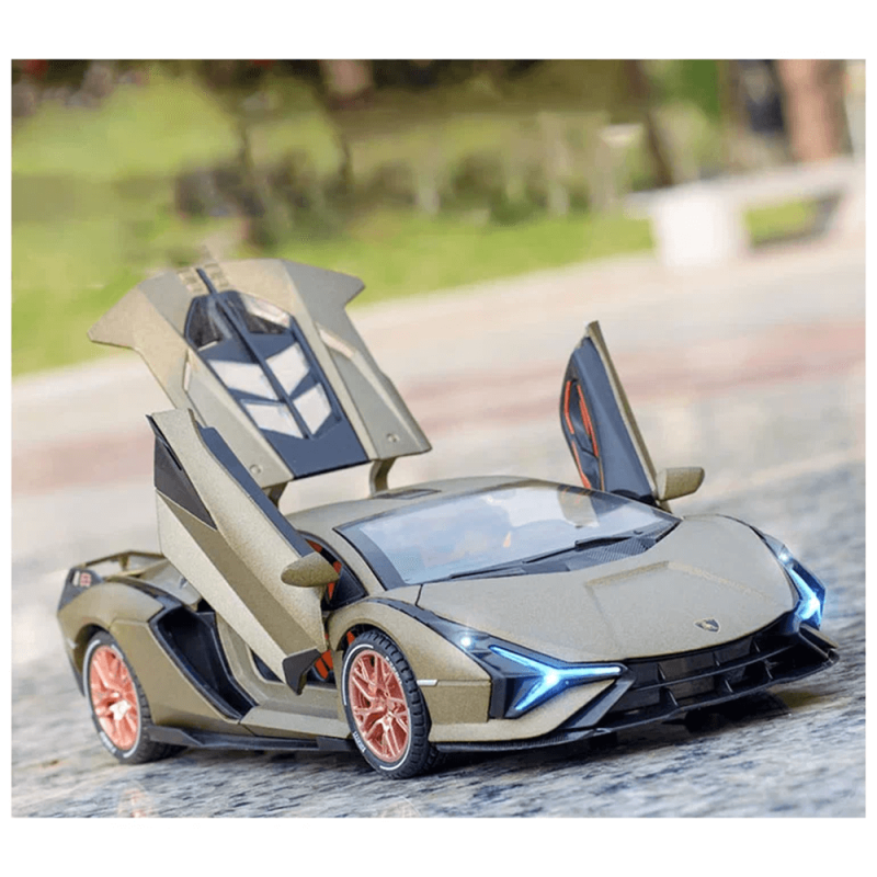 Метален автомобил, Lamborghini Sian, Със звук и светлини, Златист, С пушек, Без опаковка — Toysi.bg